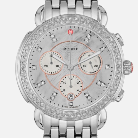 Michele | Accessories | Michele Sidney Diamond Chronograph Mop Diamond ...